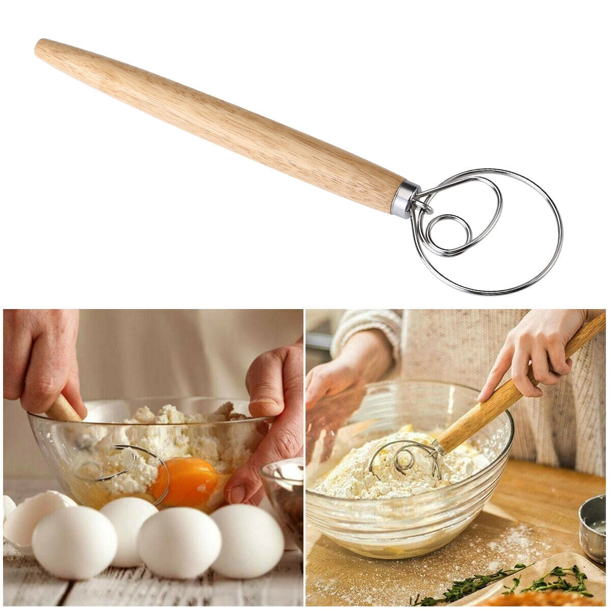 Stainless Steel Danish Dough Whisk Kitchen Dutch Dough Wisk Hand Mixer ...
