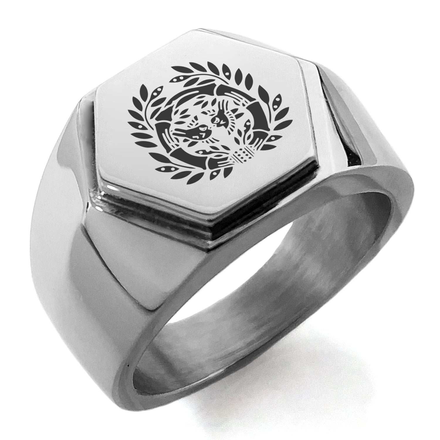 Tioneer Stainless Steel Date Masamune Samurai Crest Engraved Hexagon ...
