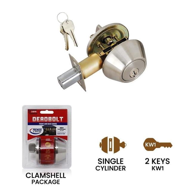 Stainless Steel Deadbolt Door Lock with 2 KW1 Keys-Carded - Walmart.com
