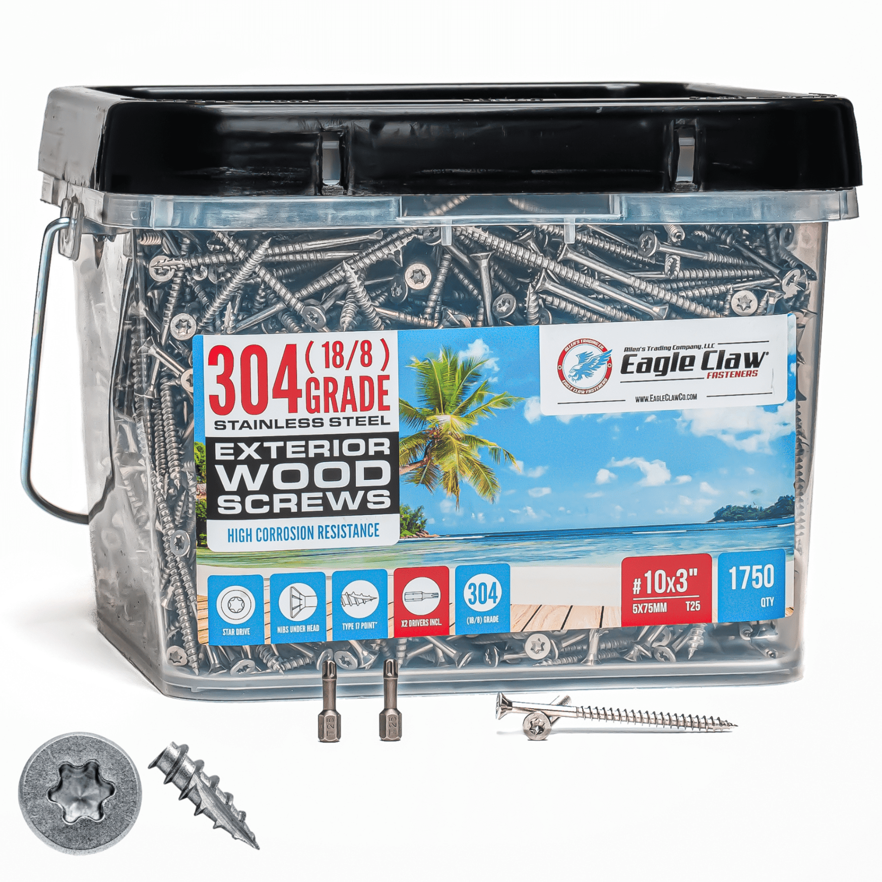 "Eagle Claw Stainless Steel Deck Screws #10 X 3"" | T25 Torx | 1750 Pcs ...