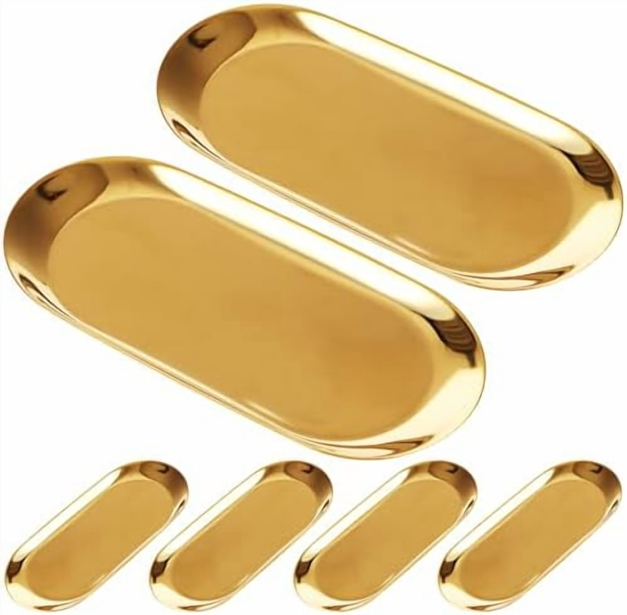 Stainless Steel Decorative Tray Set of 6, Gold Decorative Tray 7 inch ...