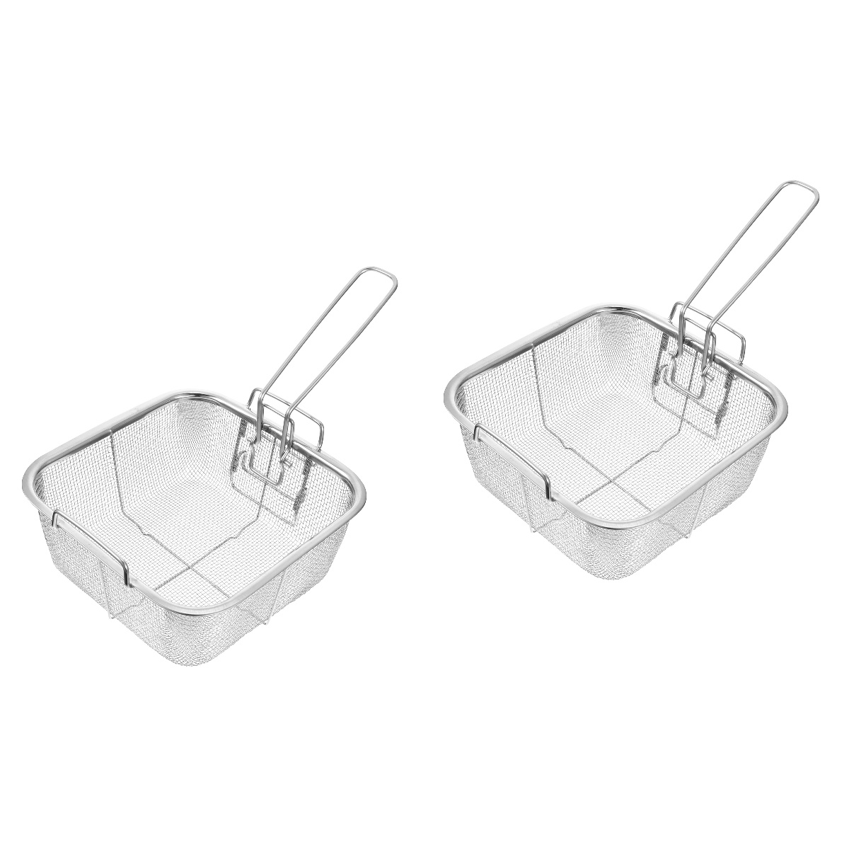 Stainless Steel Deep Fry Basket, 2pcs Wire Mesh Fry Basket with Folding ...