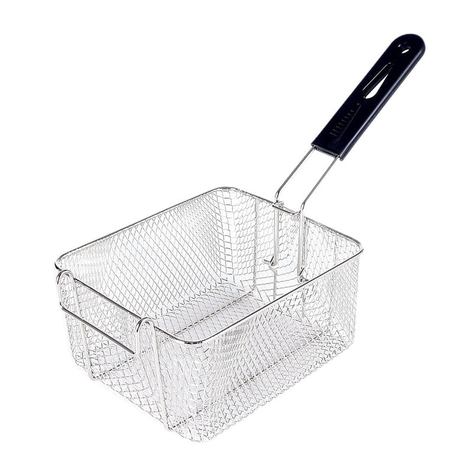 Stainless Steel Deep Fry Basket Rectangle Wire Mesh Strainer with Long ...