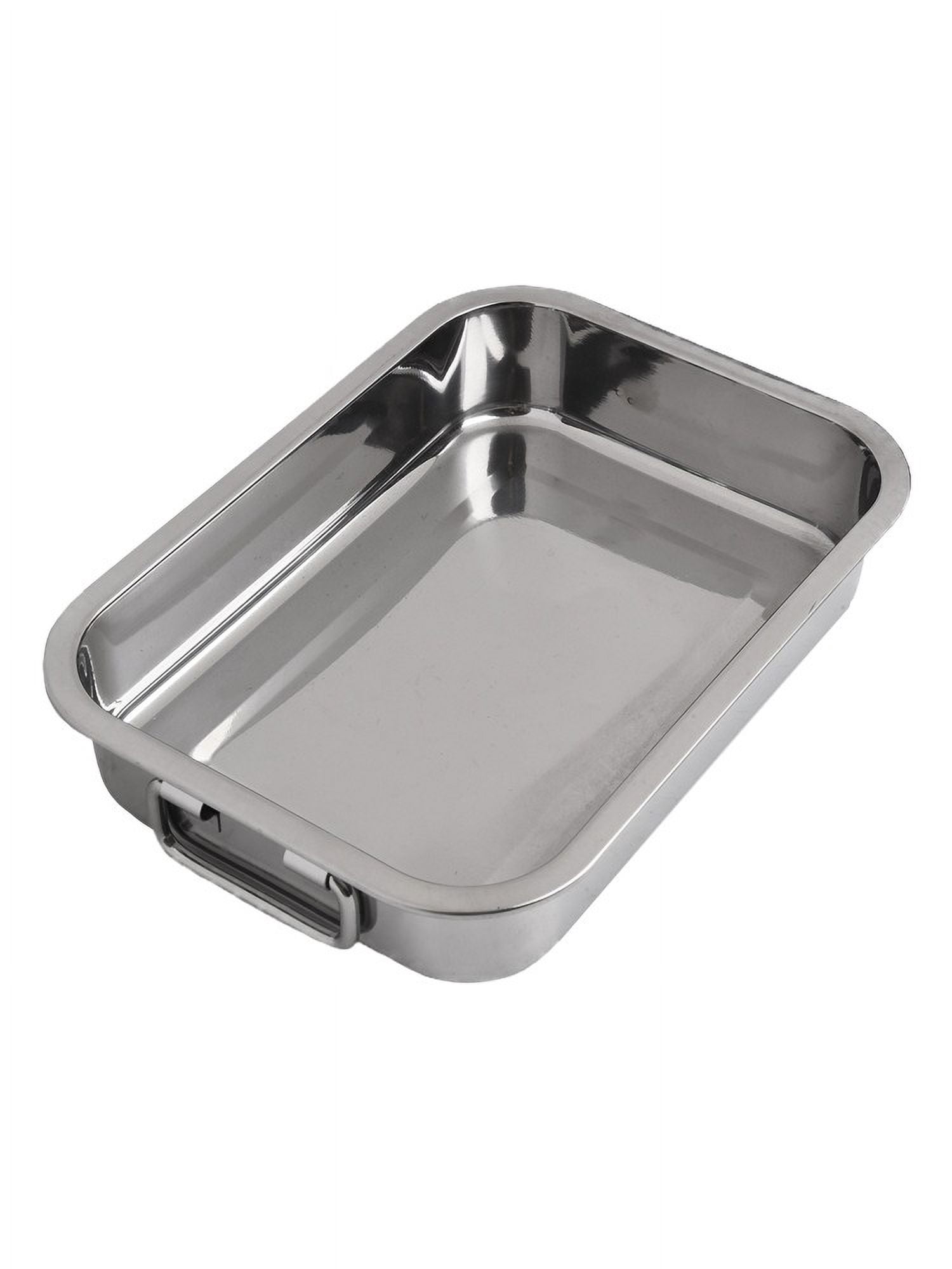 Stainless Steel Deep Roasting Tray Oven Pan Grill Rack Baking Roaster ...