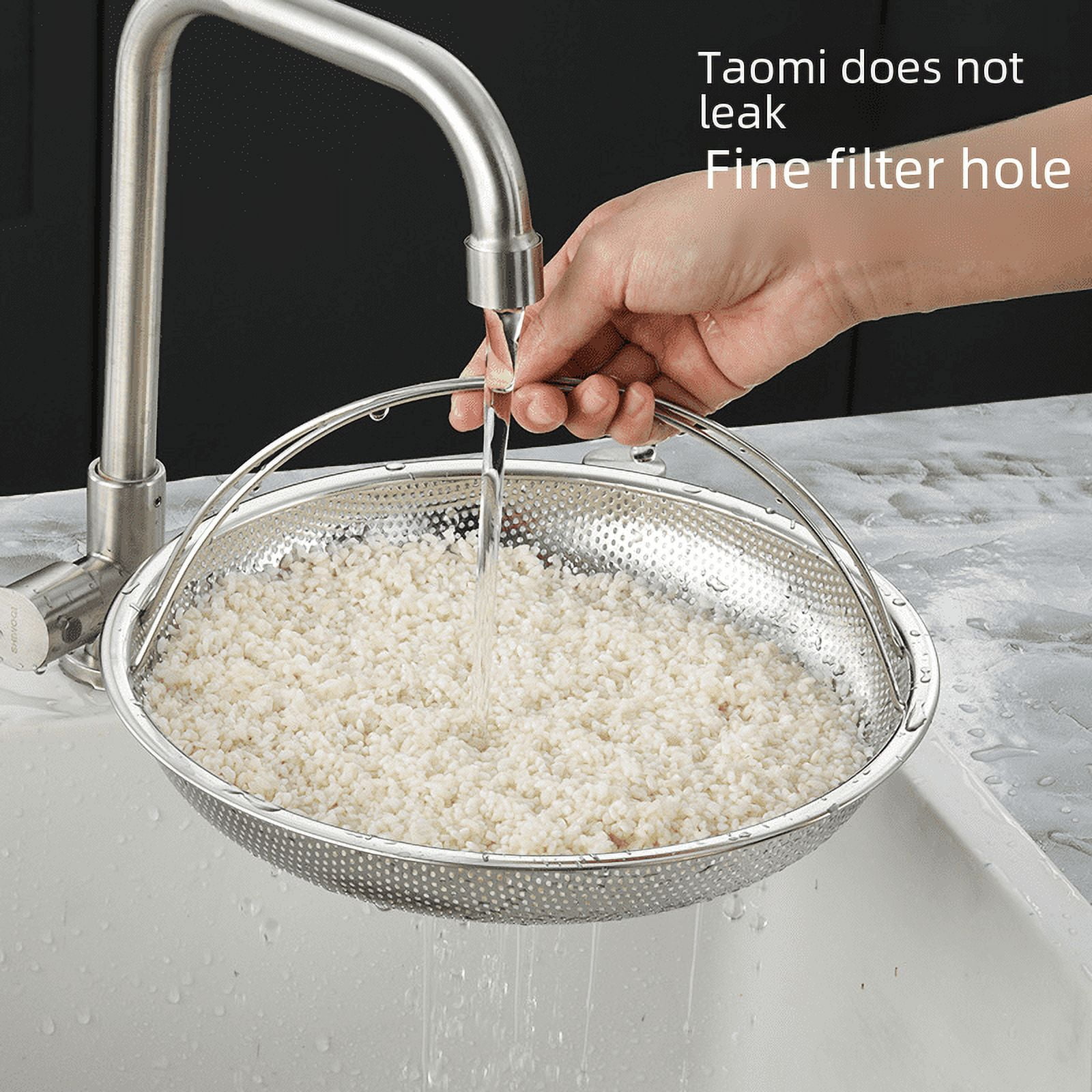 Stainless Steel Dense Hole Steamer Basket Drain Basket Rice Washing ...