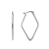 Stainless Steel Diamond-Shaped Hoop Earrings Medium Womens - Walmart.com