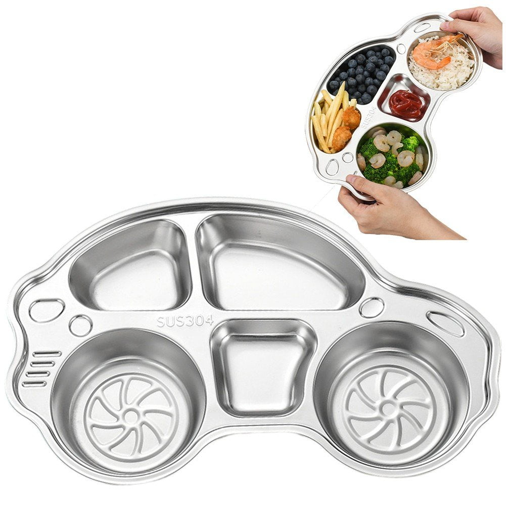 Stainless Steel Dinner Plate Cartoon Car Shaped Divided Plate ...
