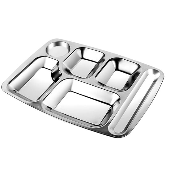 Stainless Steel Dinner Plate Divided Dinner Tray with Lid Food Storage ...