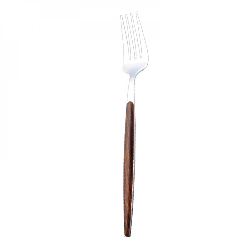 Stainless Steel Dinnerware Retro Wooden Handle Food Fork Spoon ...