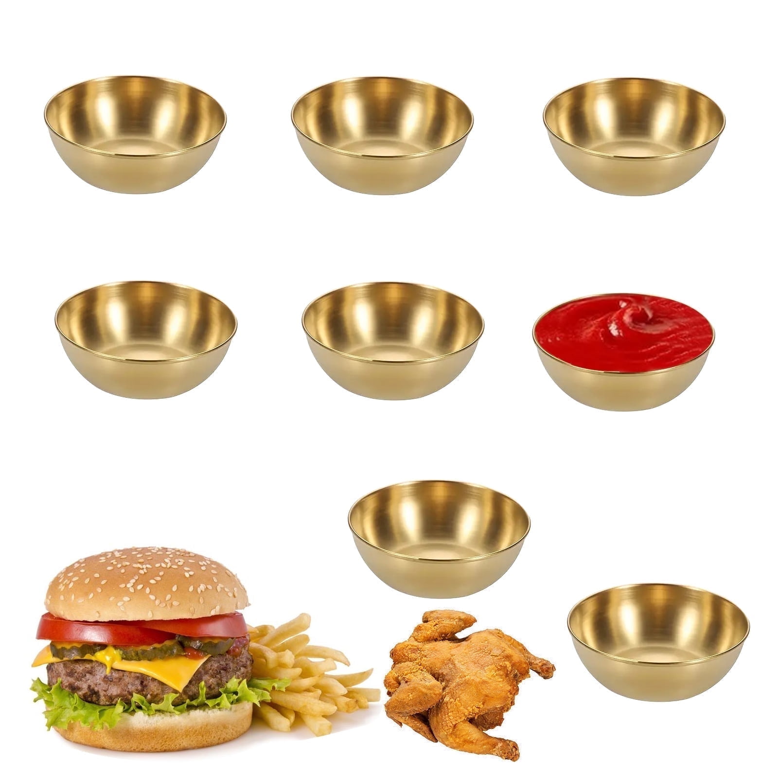 Stainless Steel Dipping Sauce Bowls 8 Pack Mini Individual Saucers Bowl ...
