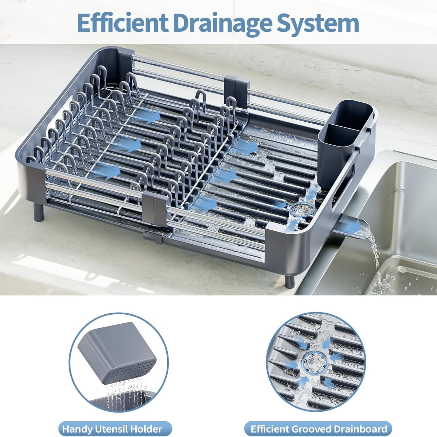 Stainless Steel Dish Drying Rack - Dish Drainer for Kitchen Counter ...