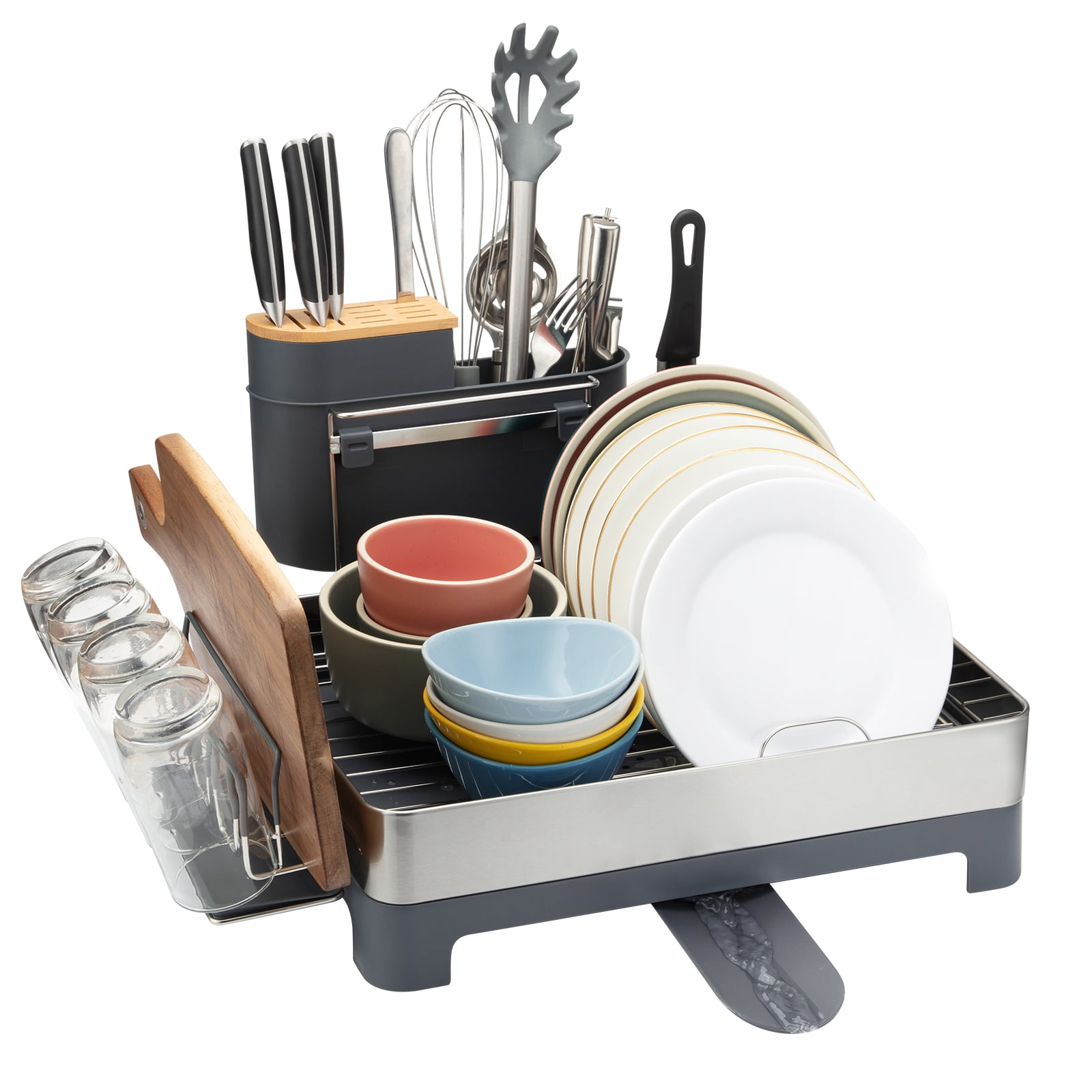 Stainless Steel Dish Drying Rack, Kitchen Drain Rack Drainer with 360 ...