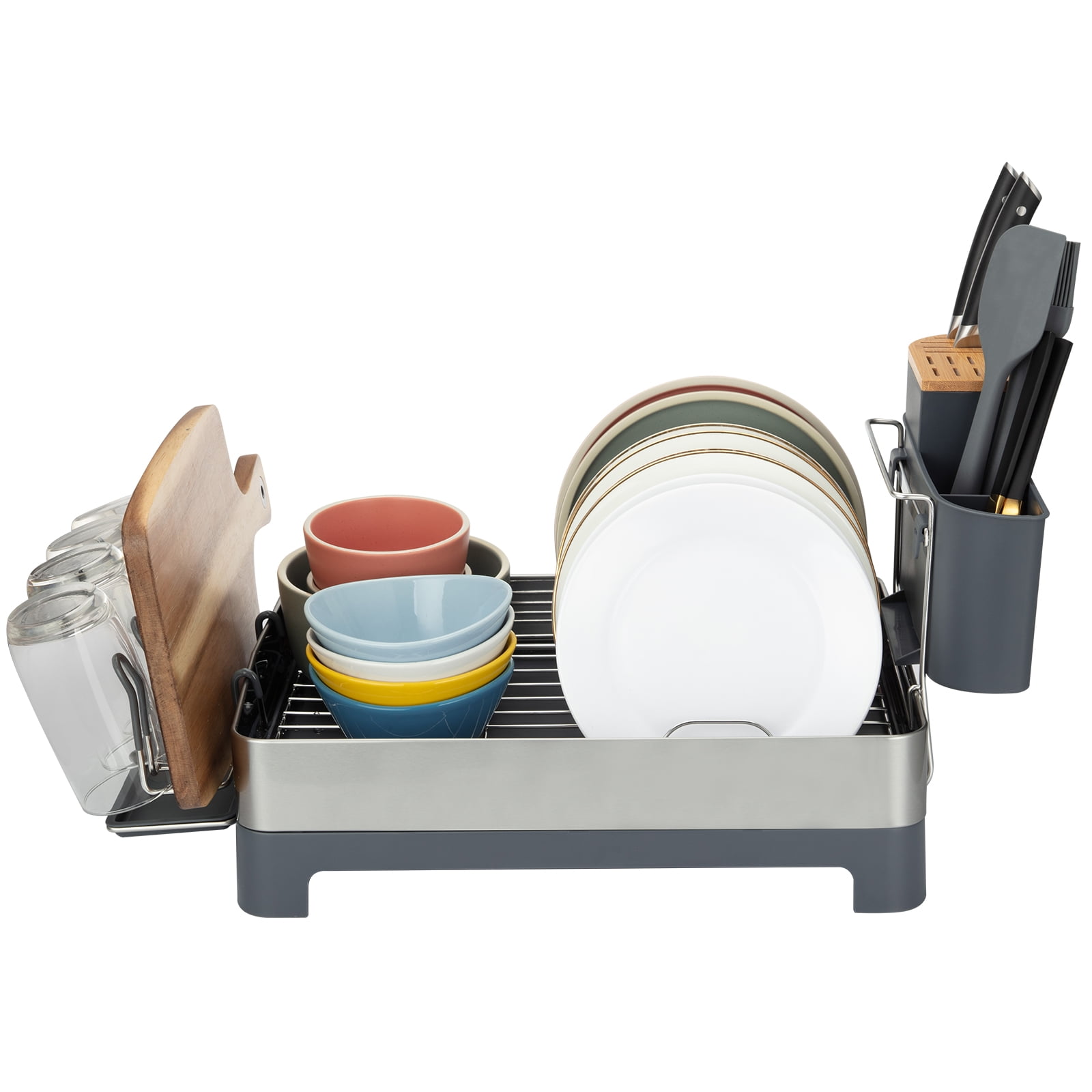 Stainless Steel Dish Drying Rack, Dish Drying Rack with Utensil Holder ...