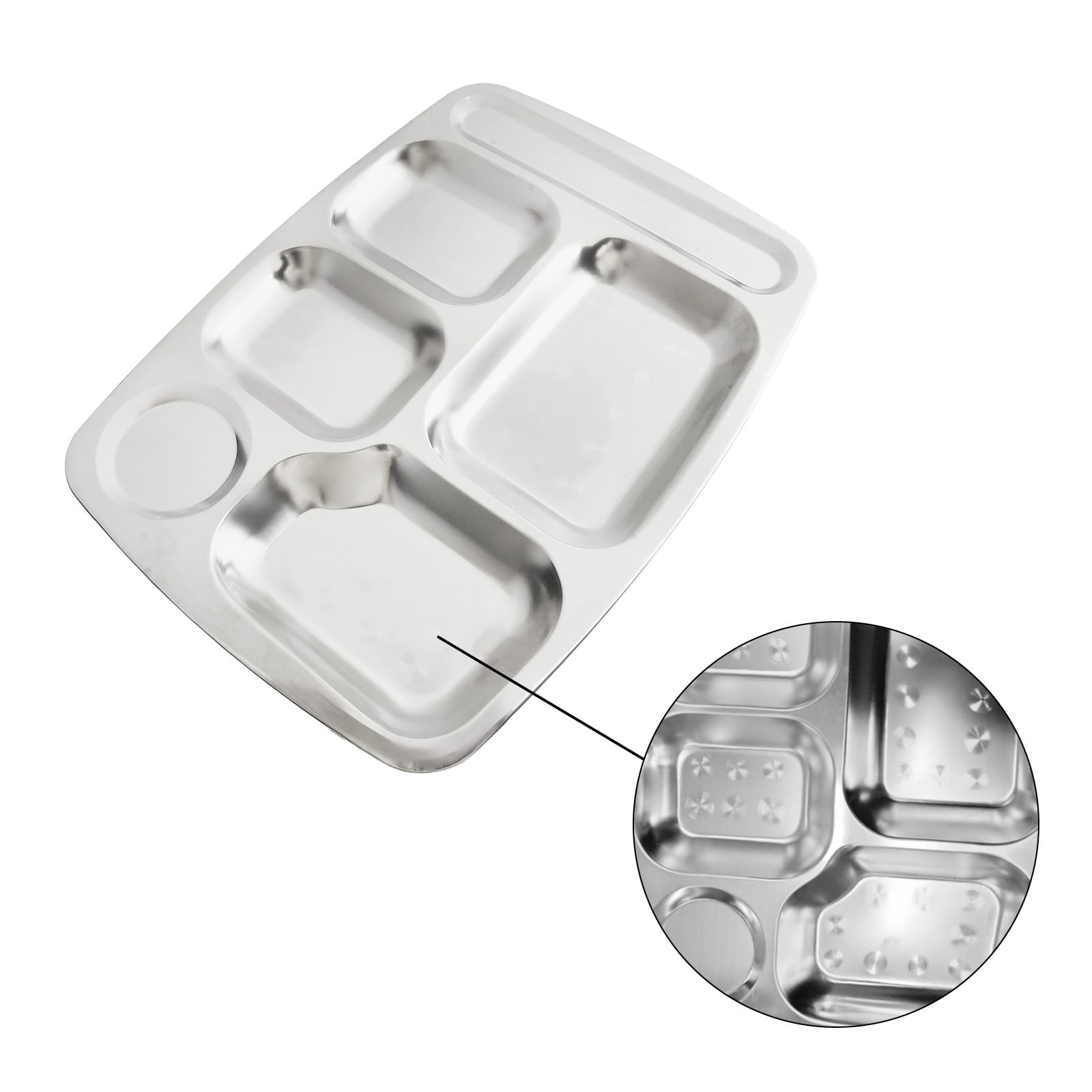 Stainless Steel Divided Dinner Tray Lunch Container Plate,Multi ...