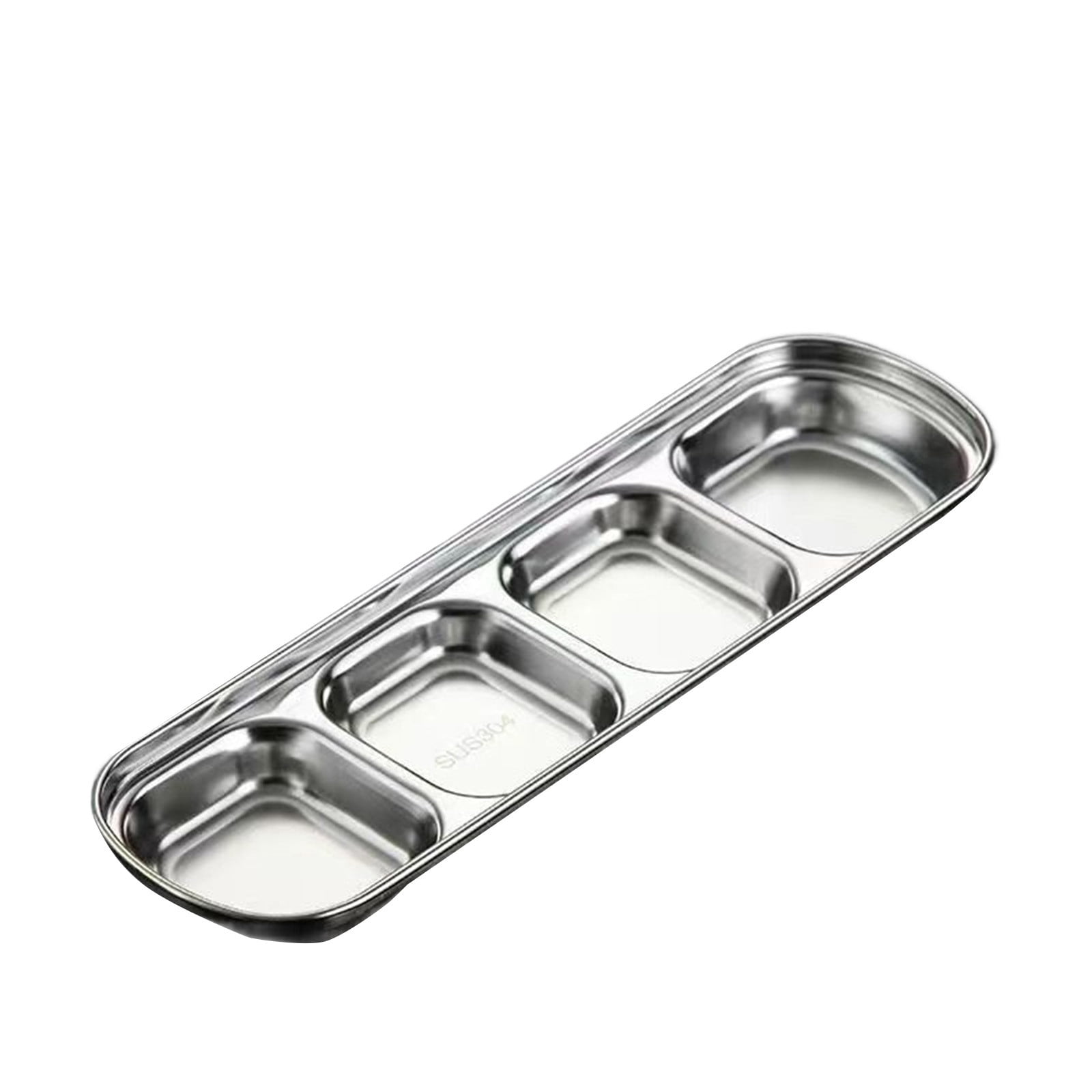 Stainless Steel Divided Dipping Dishes Stackable Snack Bowls Barbecue ...