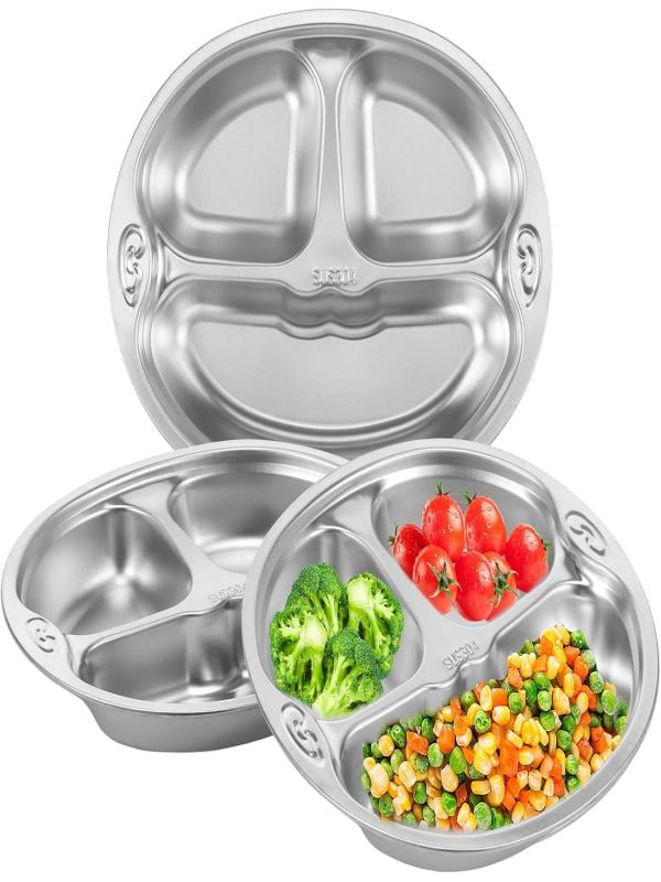 Stainless Steel Divided Plate Divided Meal Tray Sections Dinner Dish ...