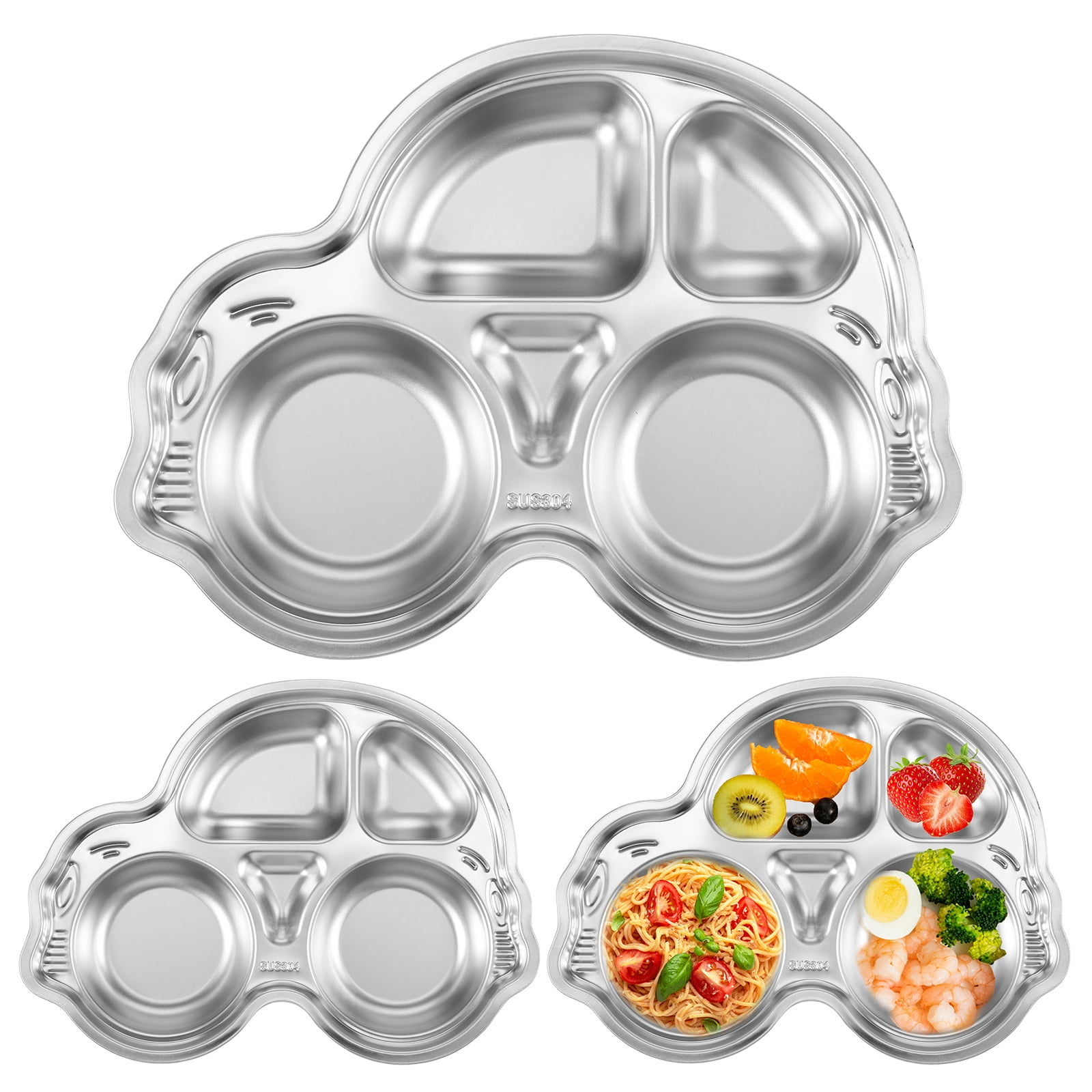 Stainless Steel Divided Plate Portable Versatile Divided Meal Tray ...