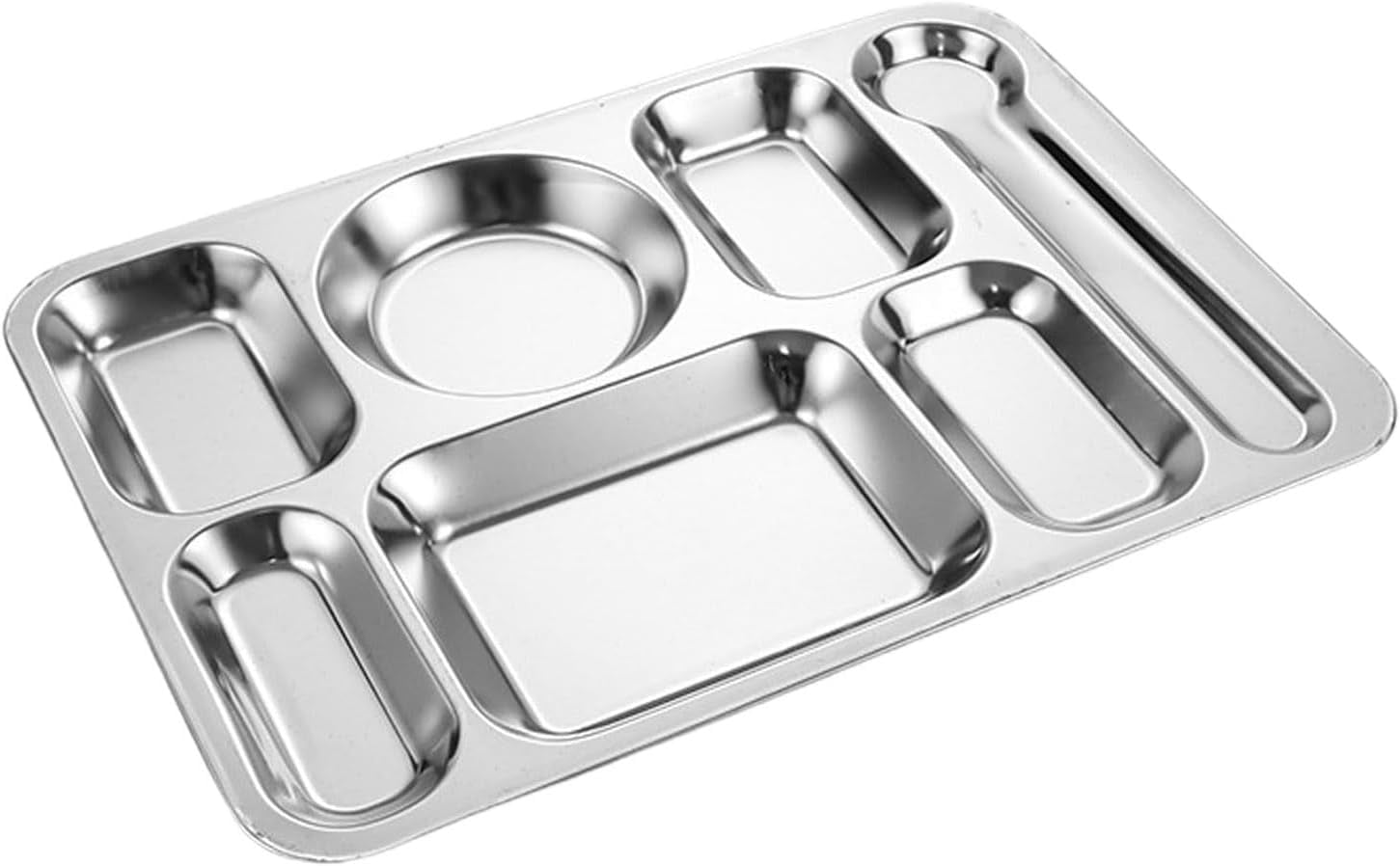 Stainless Steel Divided Plates Mess Food Sectioned Tray With ...