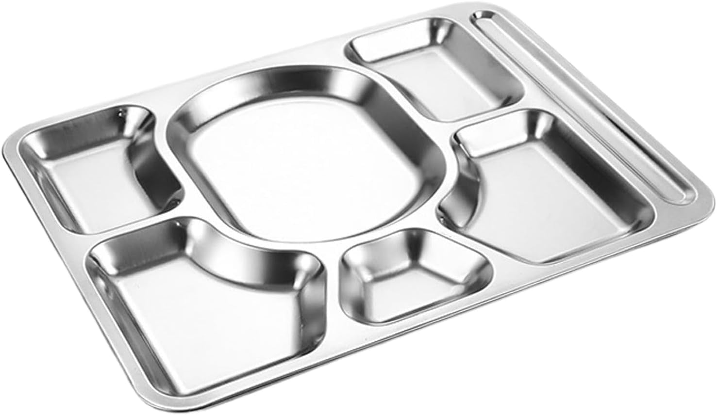 Stainless Steel Divided Plates Mess Food Sectioned Tray With ...