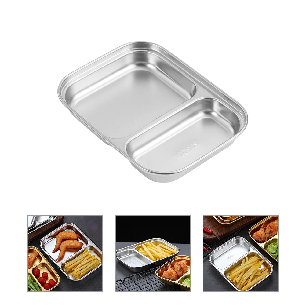 WHAMVOX Stainless Steel Divided Sauce Dish 2pcs Seasoning and Dipping ...