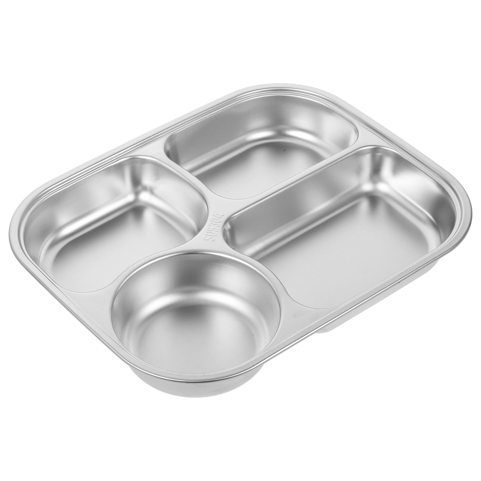 Stainless Steel Divided Tray Dinner Food Plate 4-section Serving ...