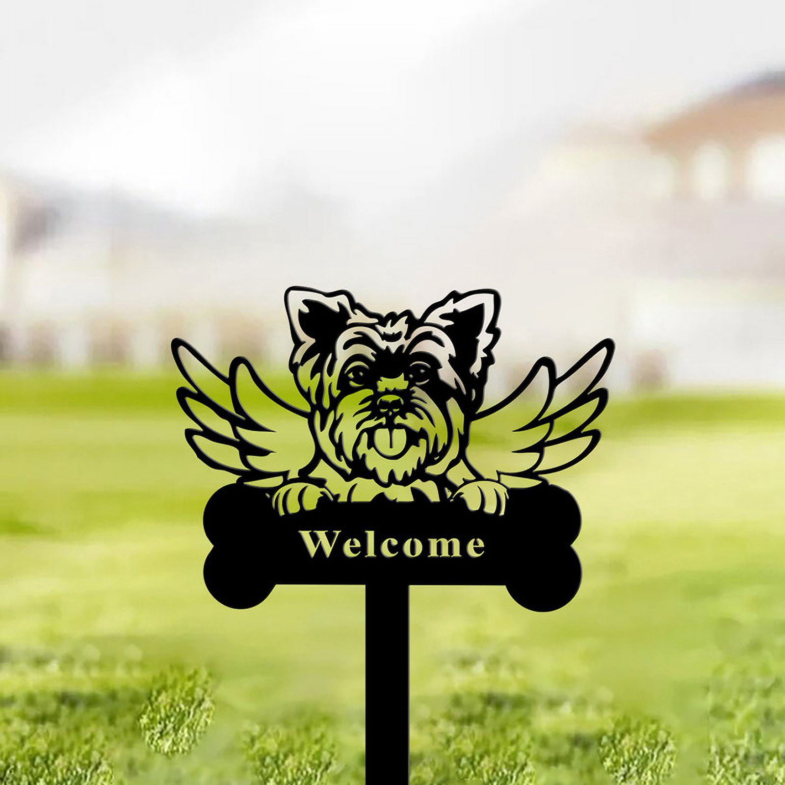 Stainless Steel Dog Stake Decoration Yard Garden Outdoor Metal Art Dog ...