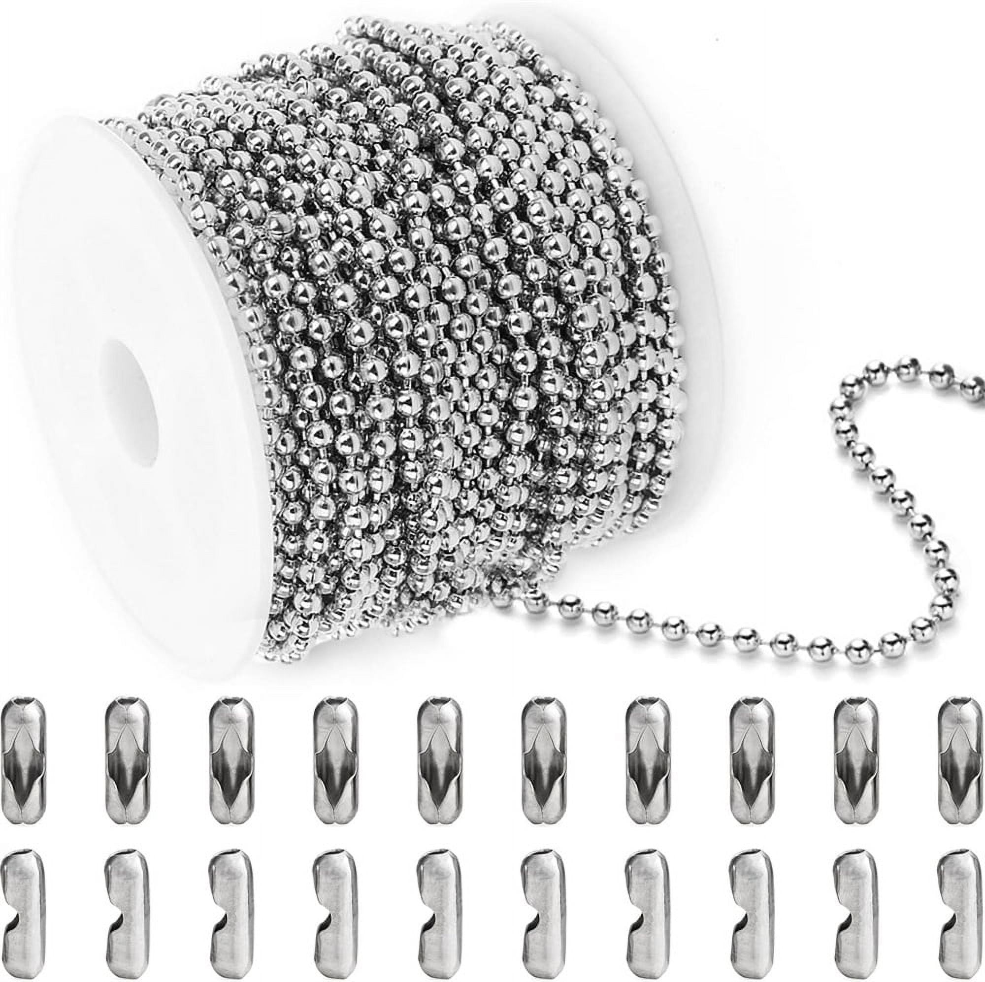 Stainless Steel Dog Tag Chain,Small Ball Beaded Chain with 20 Matching ...