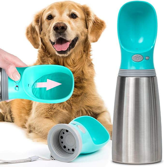 Stainless Steel Dog Water Bottle, Leak Proof Portable Puppy Water ...