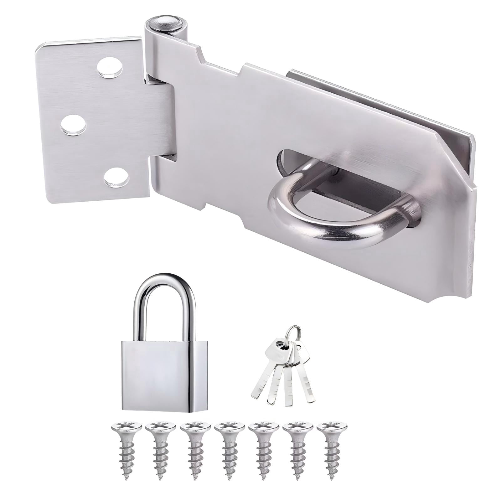 Stainless Steel Door Hasp Latch with Padlock, Heavy Duty Gate Lock ...