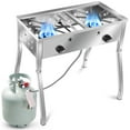 Stainless Steel Double Burner Propane Stove Burners 150,000 BTU/H - Great For Outdoor Cooking ...