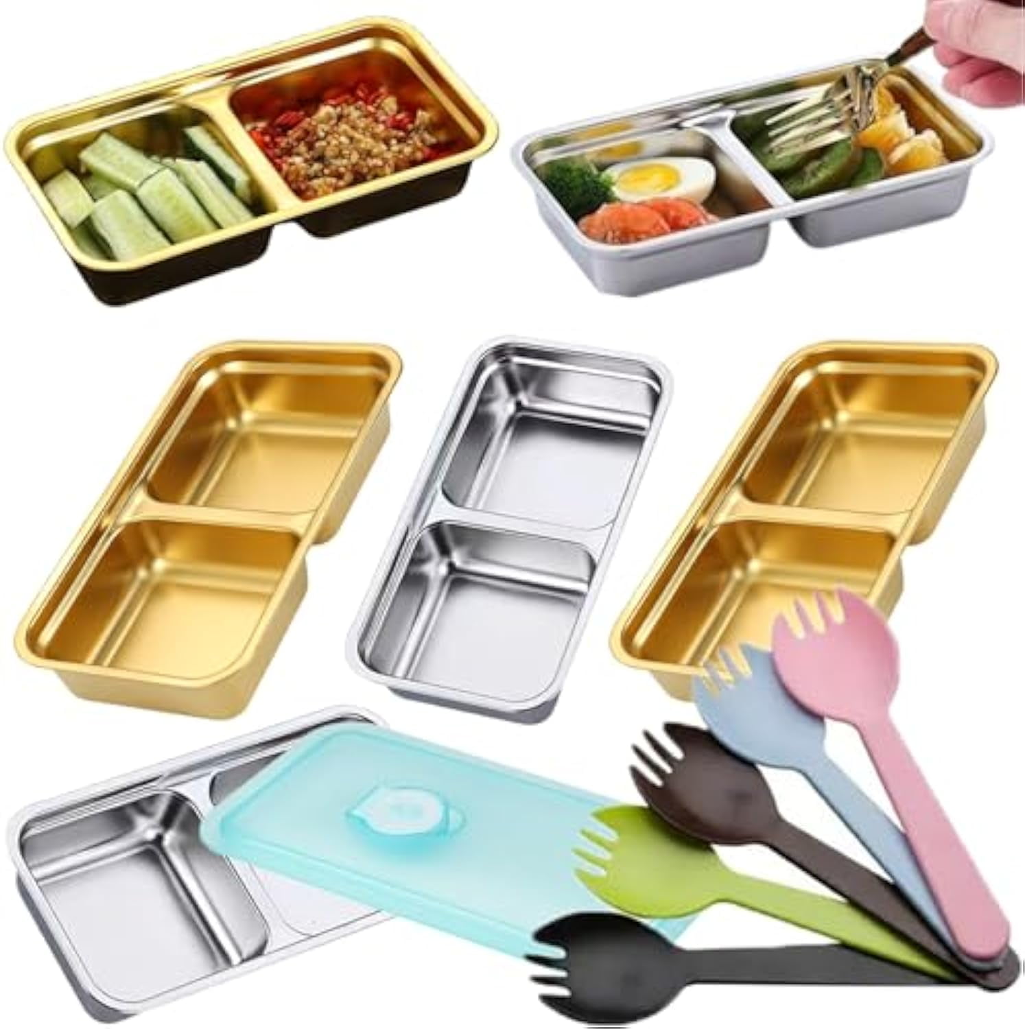 Stainless Steel Double Compartment Snack Containers,Snack Reusable ...