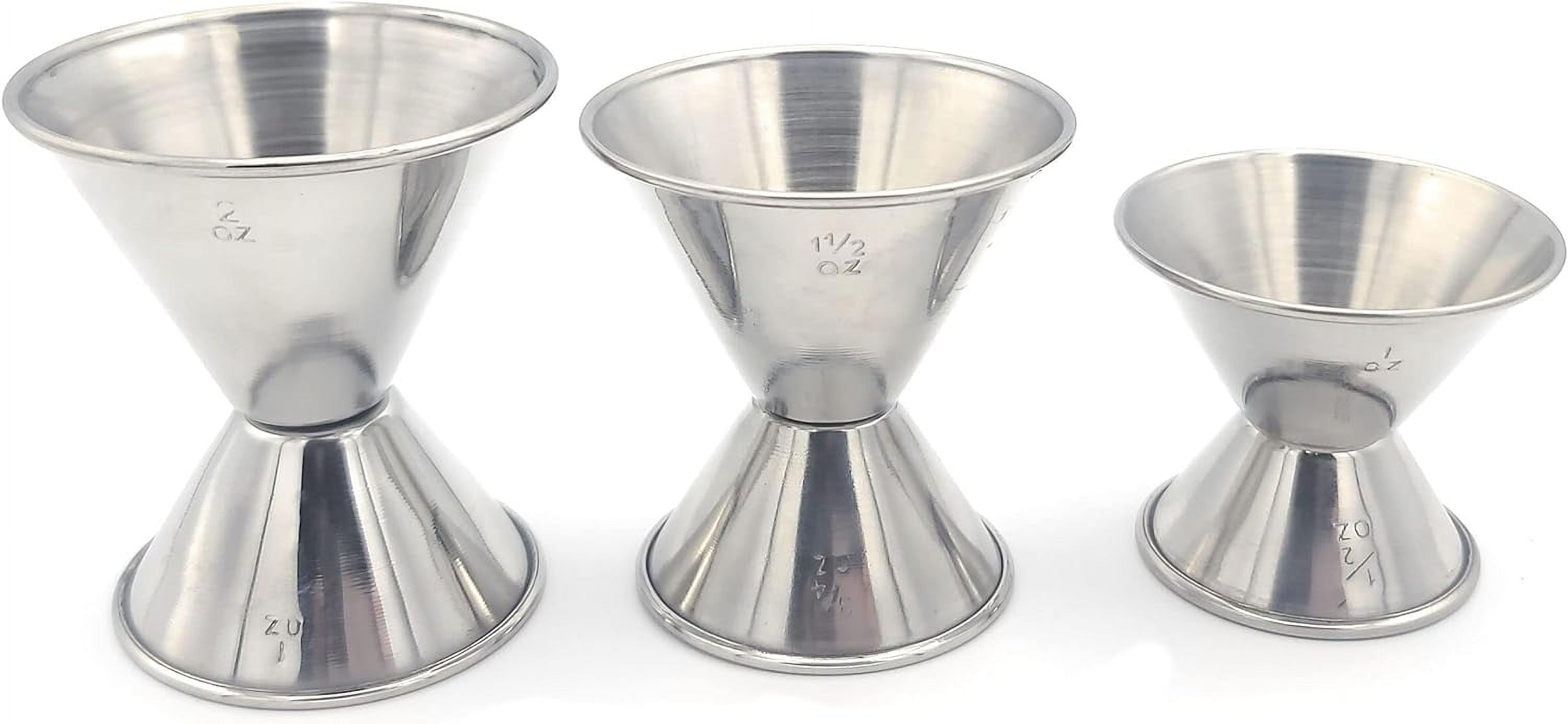 Stainless Steel Double Jiggers 1 & 2 Oz, 3/4 & 1-1/2 Oz, 1/2 & 1 Oz Bar Jiggers Set Of 3 For ...