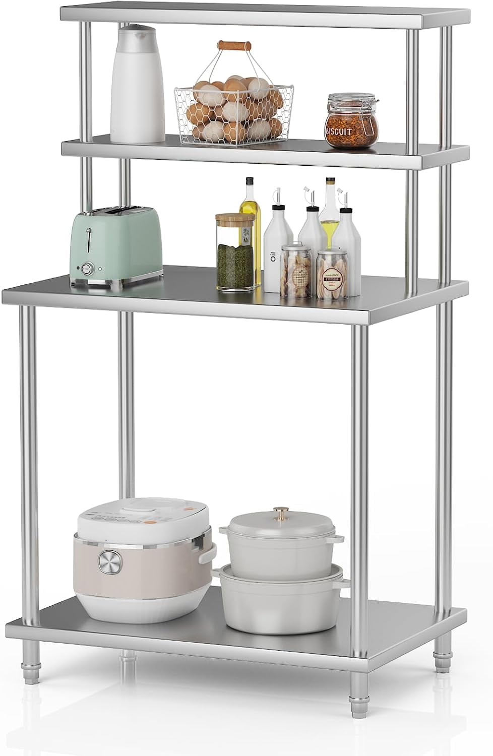 Stainless Steel Double Overshelf, Commercial 2-Tier Adjustable Shelves ...