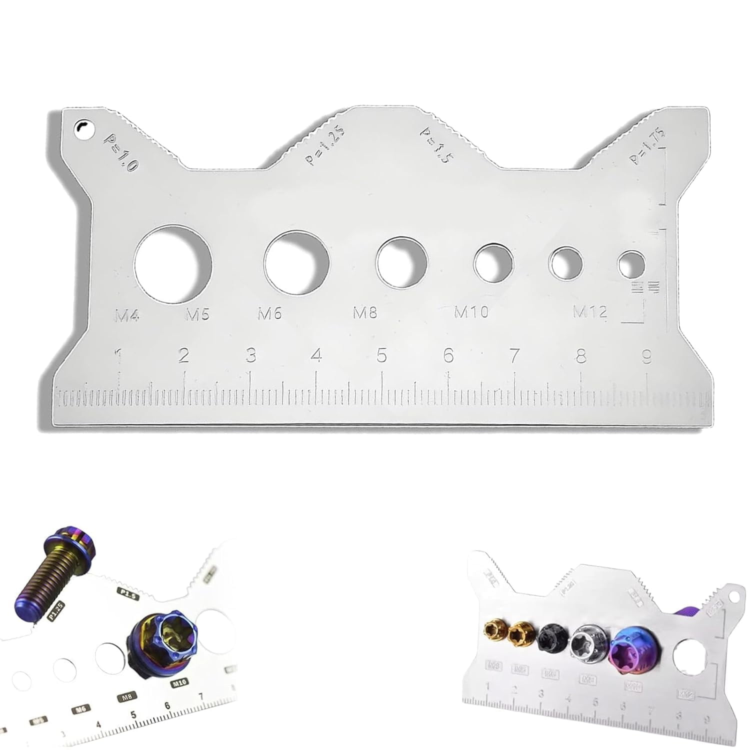 Stainless Steel Double-Sided Bolt Gauge Card, Bolt Sizing Tools ...