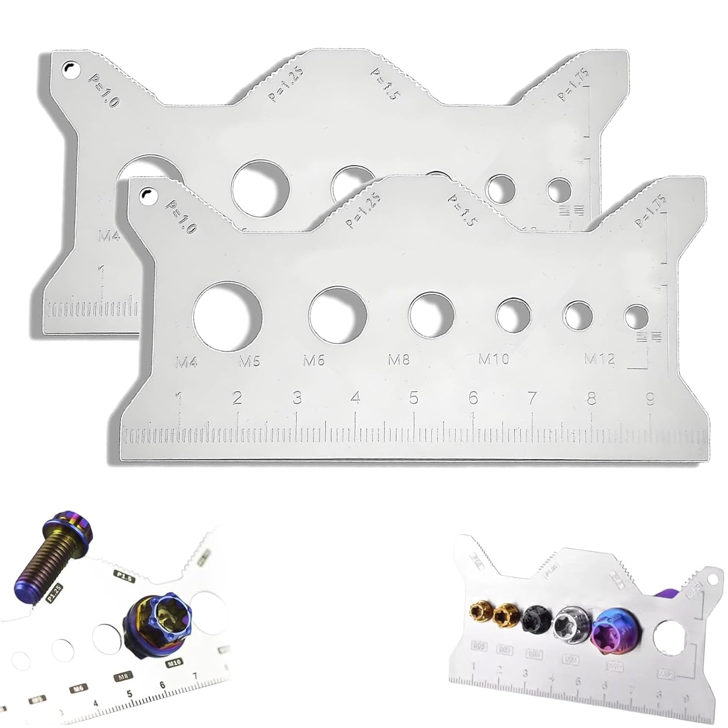 Stainless Steel Double-Sided Bolt Gauge Card, Bolt Sizing Tools ...