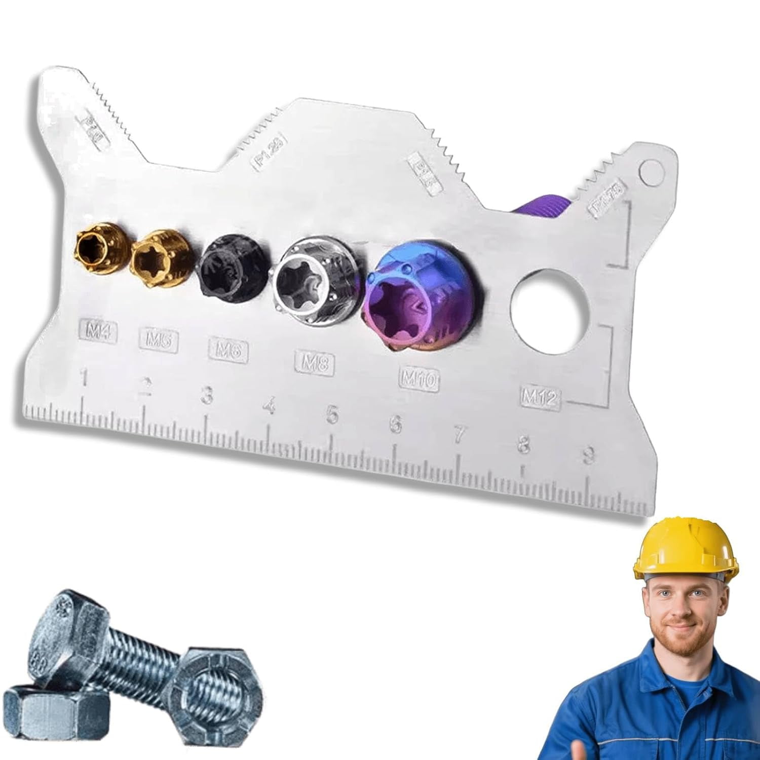 Stainless Steel Double-Sided Bolt Gauge Card, Easy-to-Read Nut and Bolt ...