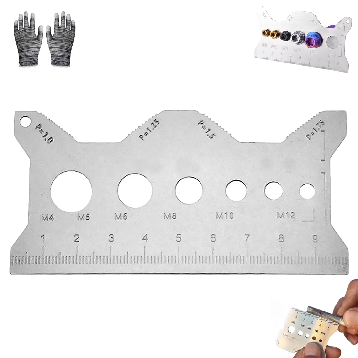 Stainless Steel Double-Sided Bolt Gauge Card, Screw Size Chart & Drill ...