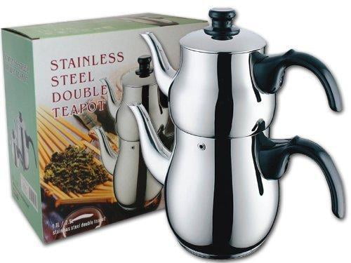 Stainless Steel Double Teapot Samovar Tea Maker Caydanlik Semaver ...