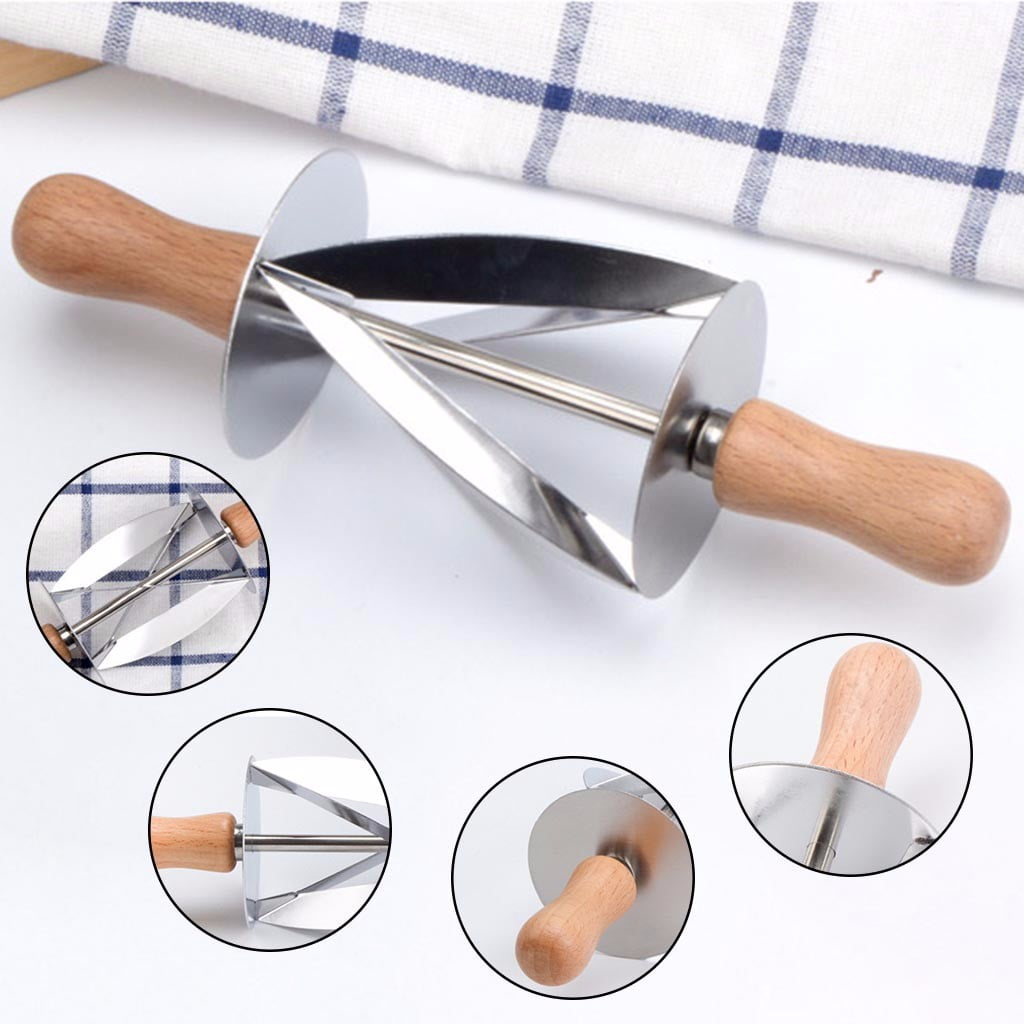 Stainless Steel Dough Croissant Rolling Pin Roller Cutter Baking Tool ...