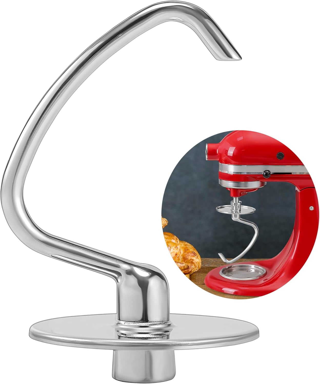Stainless Steel Dough Hook Attachment for KitchenAid 4.5QT-5 Quart Bowl ...