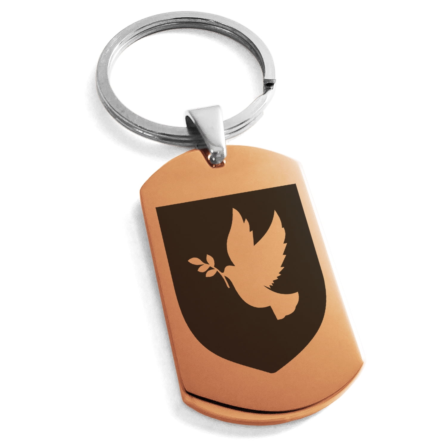 Tioneer Stainless Steel Dove Peace Coat of Arms Shield Engraved Dog Tag ...