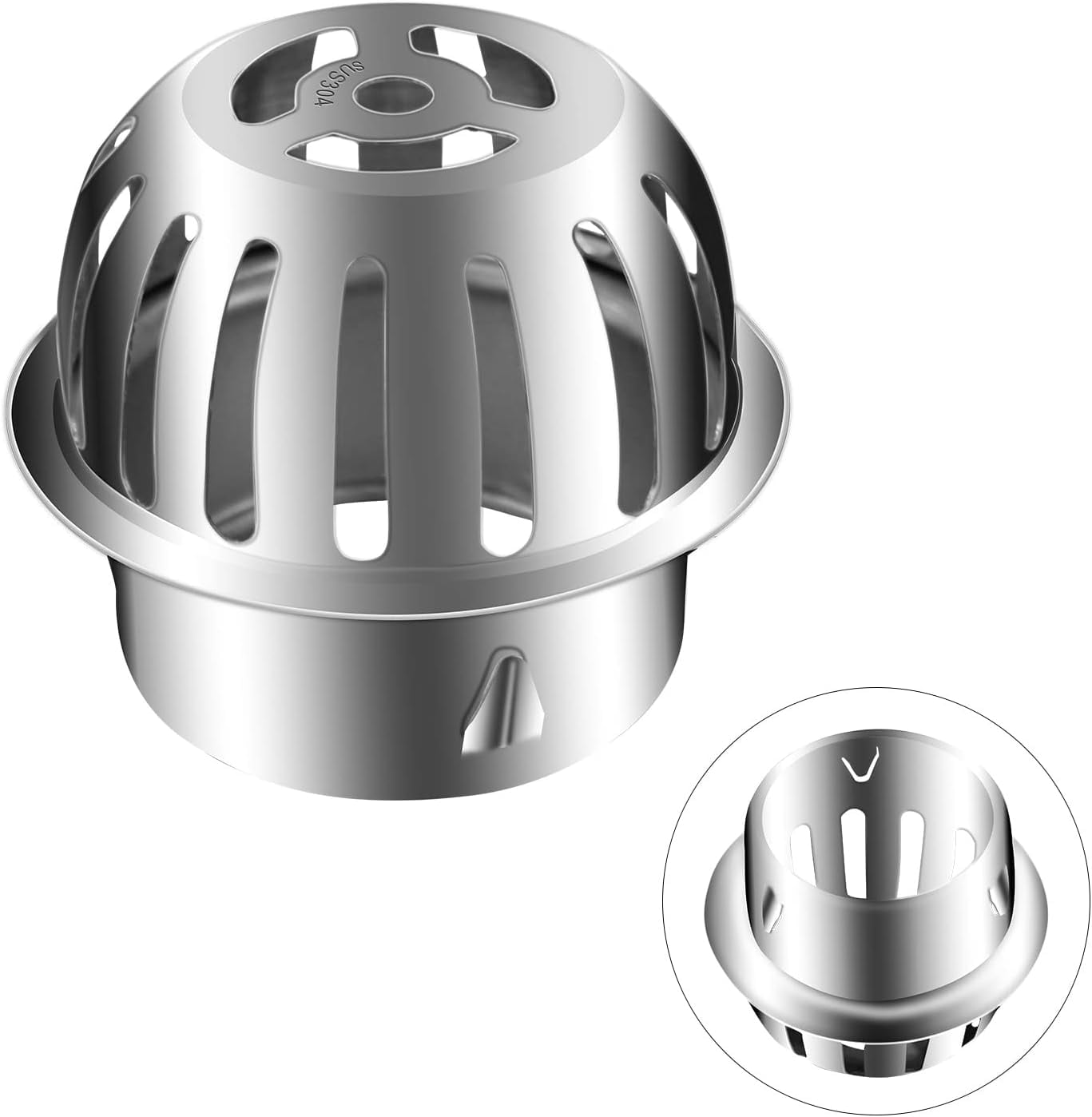 Stainless Steel Downspout Strainer with Hollow Out Design, Dome Gutter ...