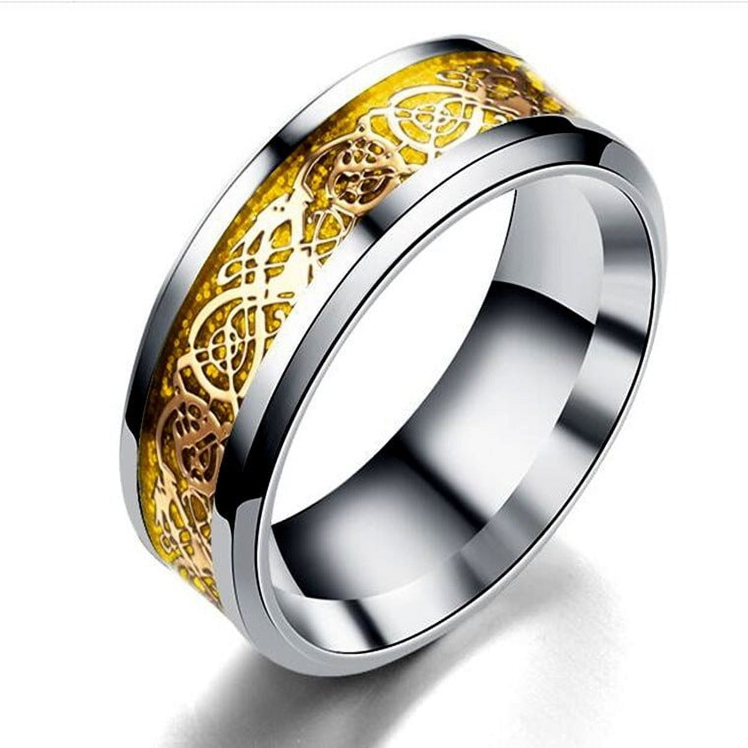Stainless Steel Dragon Ring Animal Zodiac Pattern Band European ...