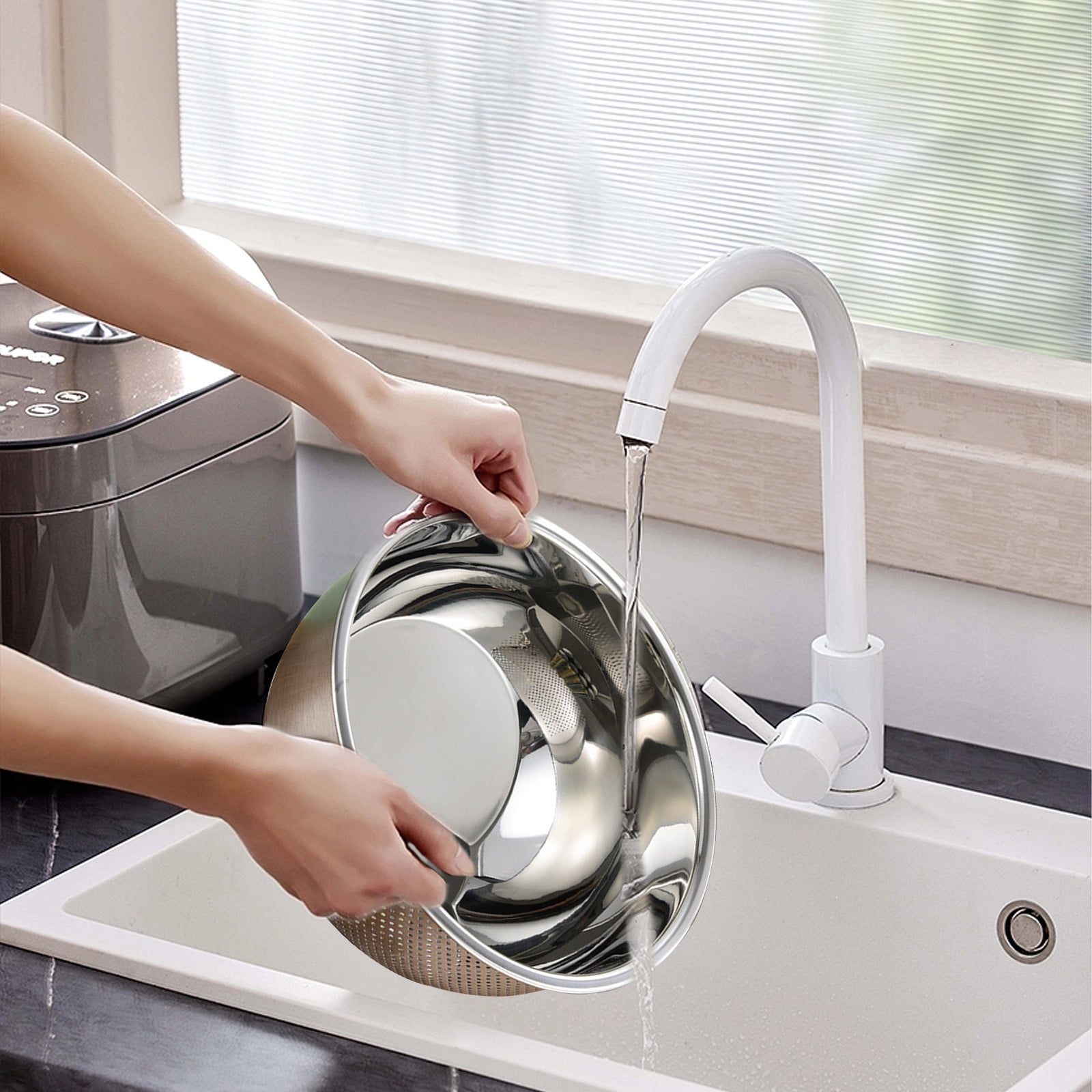 Stainless Steel Drainage Basket Strainer | Rotating Vegetable & Fruit ...