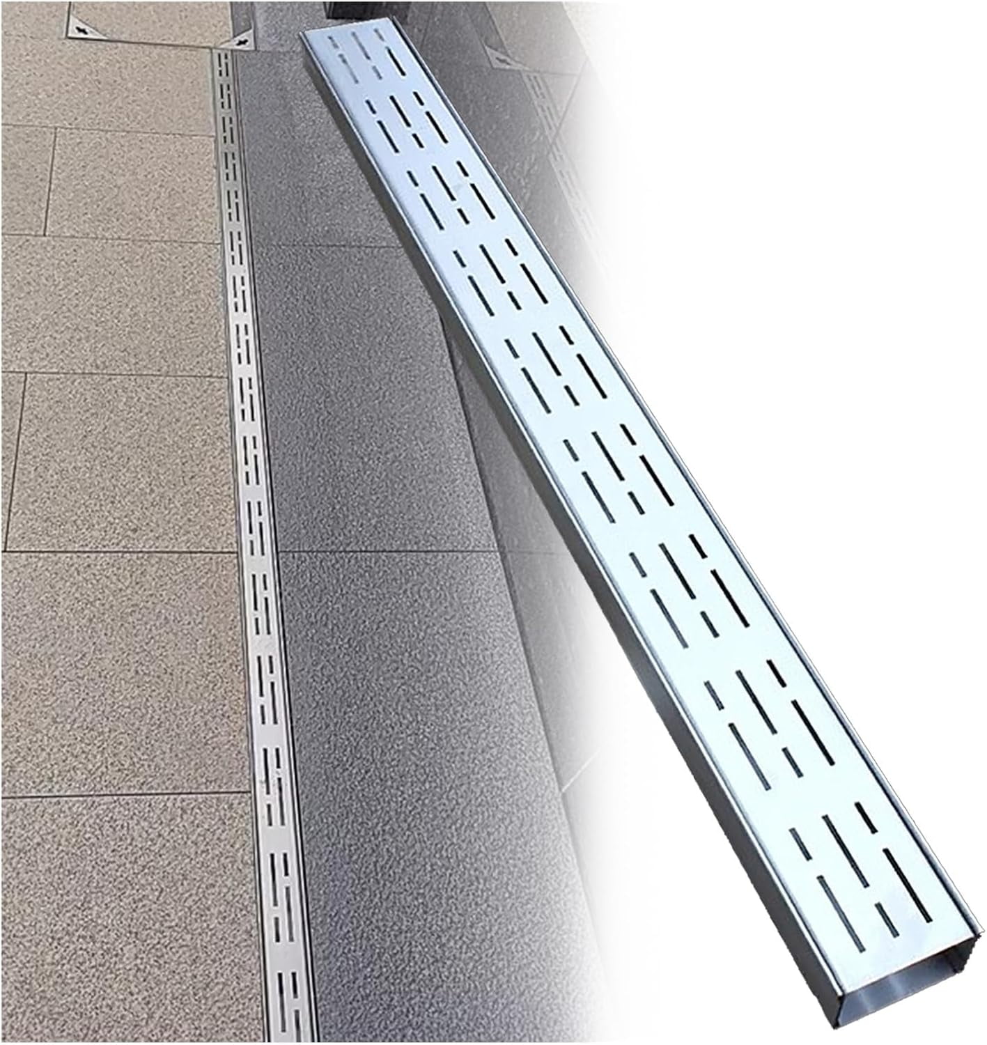 Stainless Steel Drainage Trench Channel Drain with Grate, Slim Outdoor ...