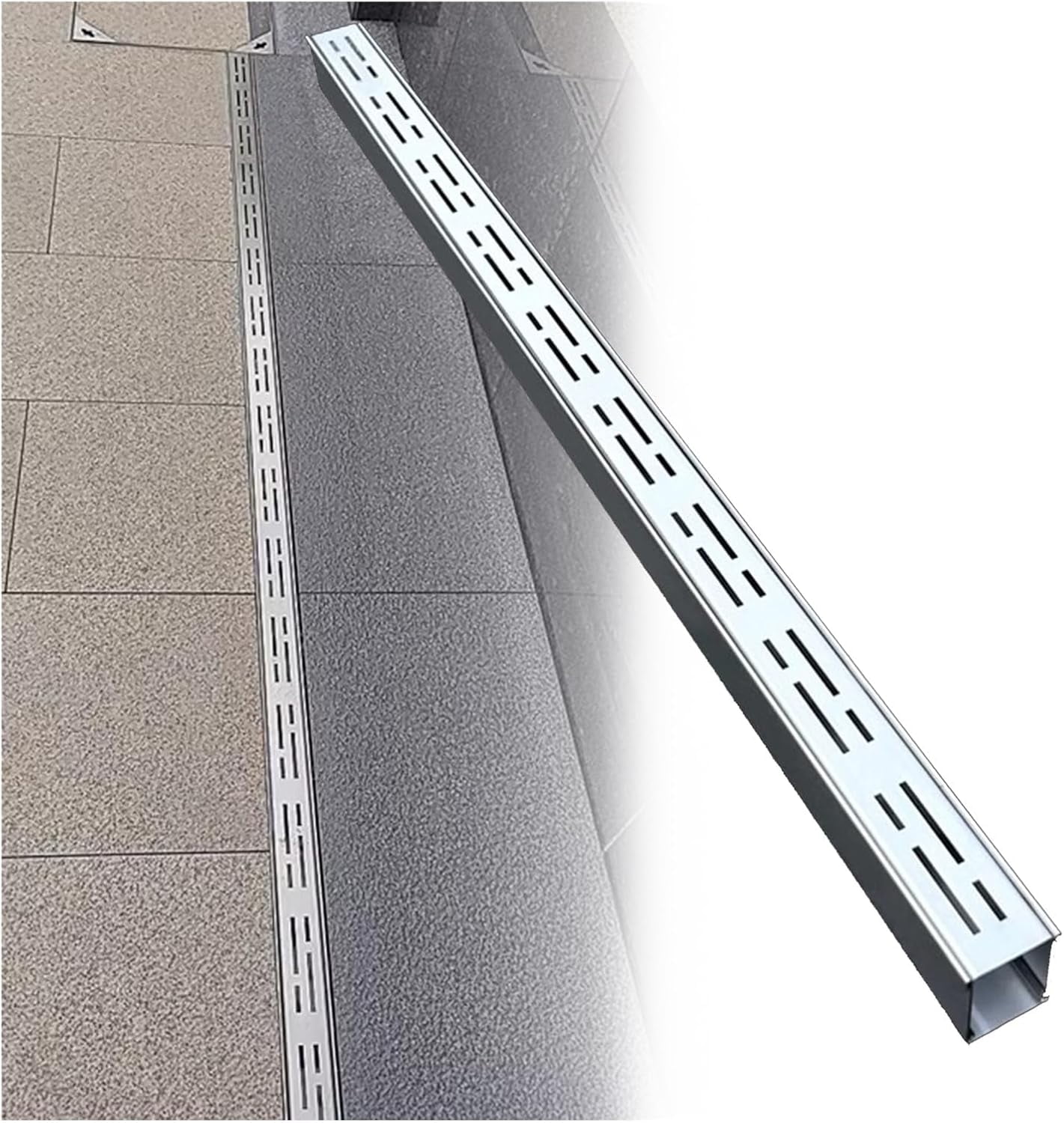 Stainless Steel Drainage Trench Channel Drain with Grate, Slim Outdoor ...