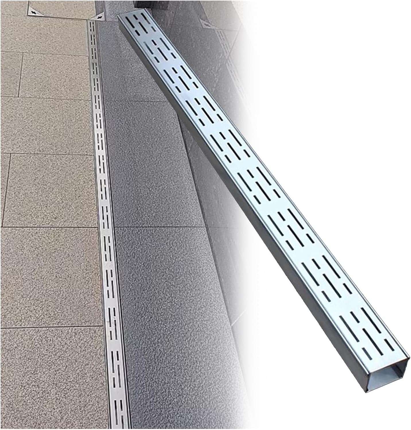 Stainless Steel Drainage Trench Channel Drain with Grate, Slim Outdoor ...