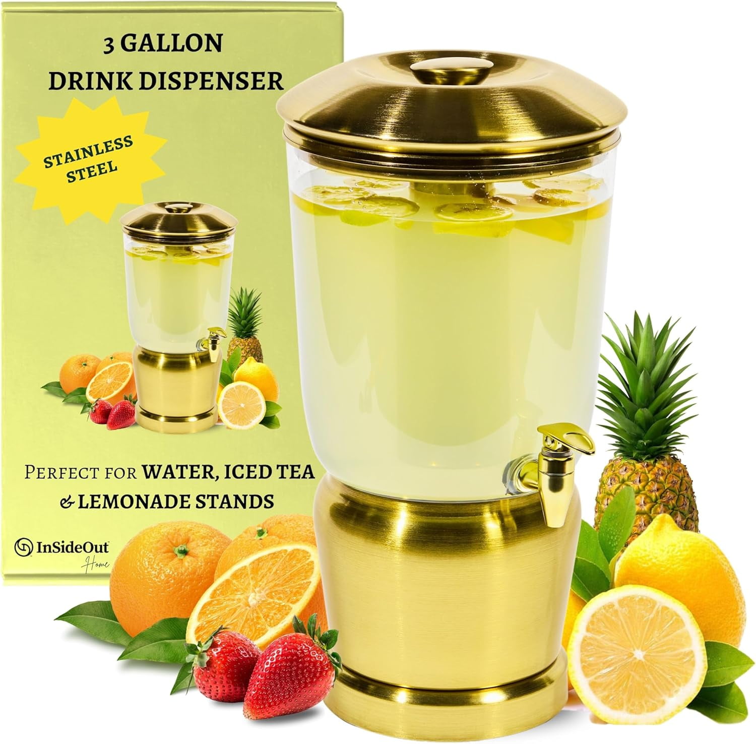 Stainless Steel Drink Dispenser with Ice Core and Stand – Beverage ...