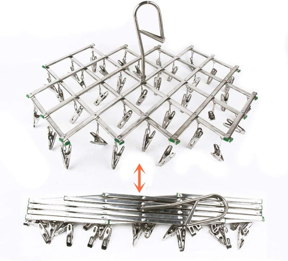 Stainless Steel Drying Rack with 35 Clips Space Saver Drip Sock Dryer ...