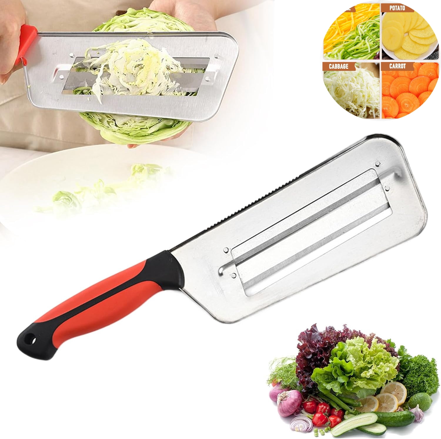 Stainless Steel Dual Blade Julienne Cutter, 2025 Upgrade Cabbage ...